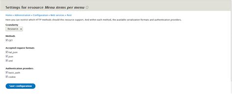 how to create a menu item list in drupal 8 using restful