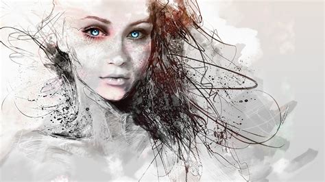 Wallpaper Face Drawing Illustration Digital Art Photoshop Women