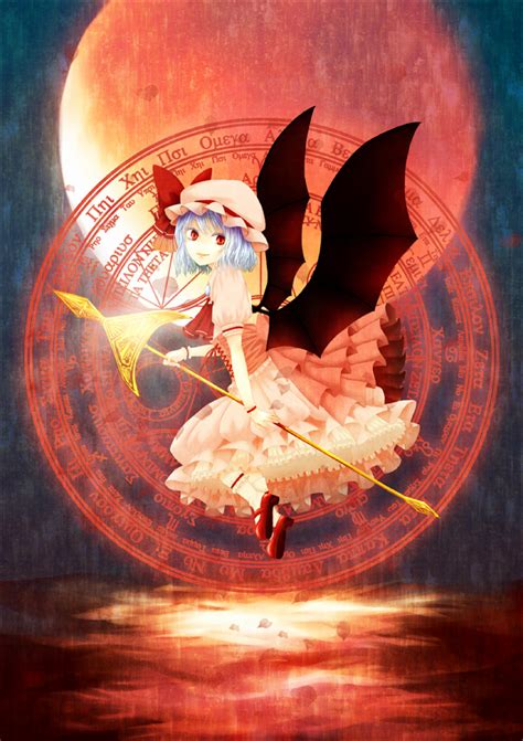 Safebooru Ascot Bat Wings Blue Hair Corset Dress Full Moon Hat Magic