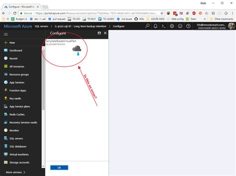 cannot set azure sql database long term backup retention