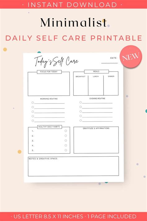 Daily Self Care Printable With Daily Habit And Routine Checklist Etsy