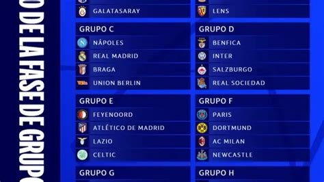 Así Quedan Los Cruces De La Fase De Grupos Champions 2023 2024