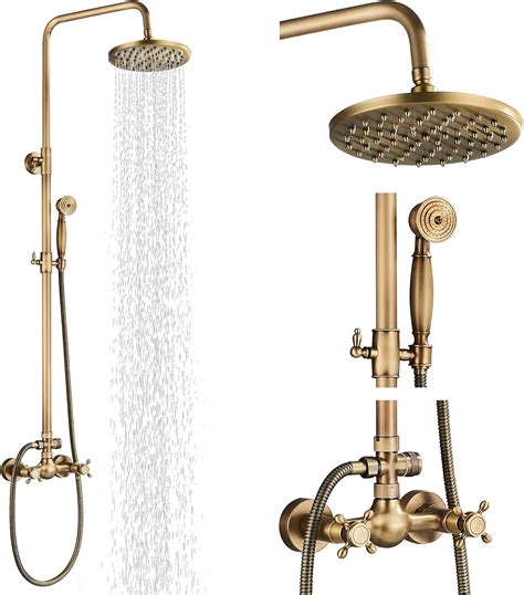 Tticctiy Antique Brass Shower Mixer Taps Bathroom Shower System