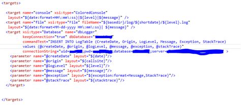 how to implement logging in database table and log file using nlog in