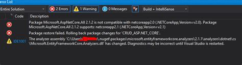 c asp core create a view get error stack overflow