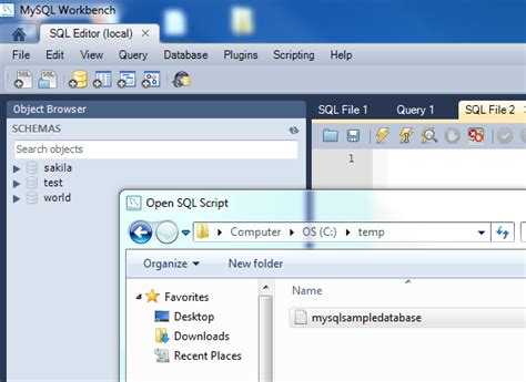 how to load sample database into mysql database server