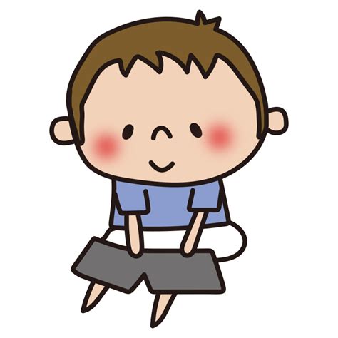 洋服の着替えをする子供（男の子）の無料 フリー イラスト かわいい手描きの無料素材「てがきっず」保育園・小学校・介護施設にぴったりのフリー