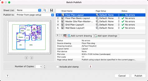 batch publish dialog box
