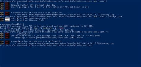npm install issue · issue 2 · dev3211 discord ticketbot