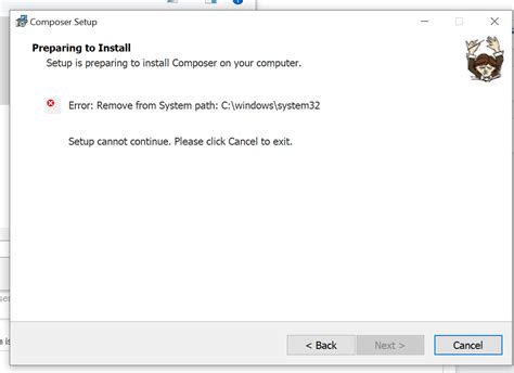 php composer installation error asking to remove from system path
