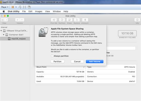 resize disk 1 in macos vms to be full size multi booting and