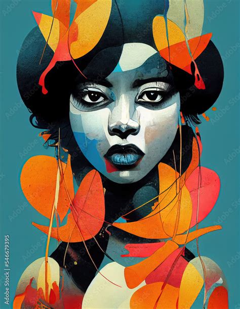 ภาพประกอบสต็อก Beautiful Womans Face Black African American Woman
