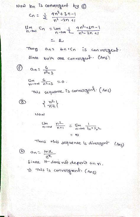 [solved] 1 Determine If Each Sequence Is Convergent Or Divergent