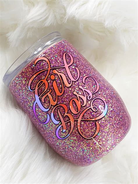 Custom Glitter Tumbler Girl Boss Girlboss 12oz Stemless Etsy