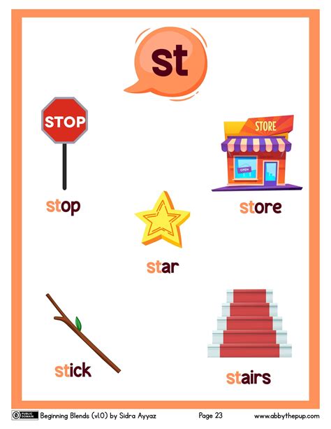 Beginning Blend St Flashcard Free Printable Papercraft Templates