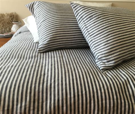 Striped Duvet Cover Handmade In Natural Linen Superior Custom Linens