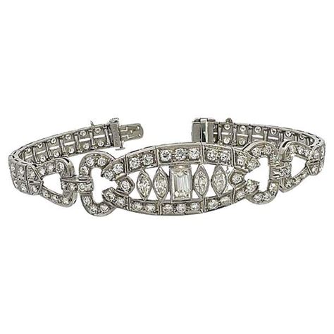 Antique Art Deco Platinum Diamond Bracelet For Sale At 1stdibs Art