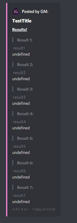 javascript discord bot setting up an embed table list