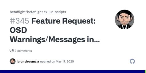 feature request osd warnings messages in telemetry pages with audio