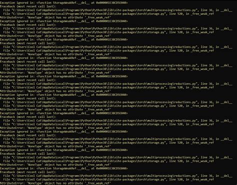 attributeerror nonetype object has no attribute free weak ref