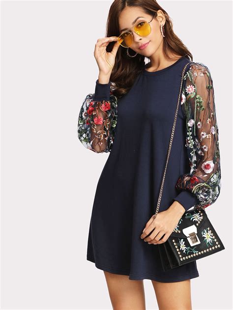 Shein Embroidered Mesh Sleeve Sweatshirt Artofit