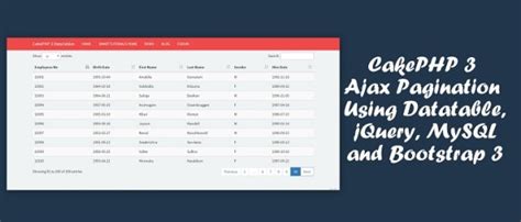 cakephp 3 ajax pagination using datatable jquery mysql