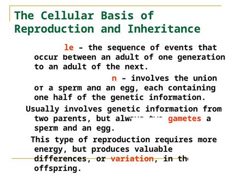 Ppt The Cellular Basis Of Reproduction And Inheritance Life Cycle