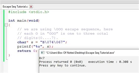 Escape Sequence In C With Examples Box Of Notes