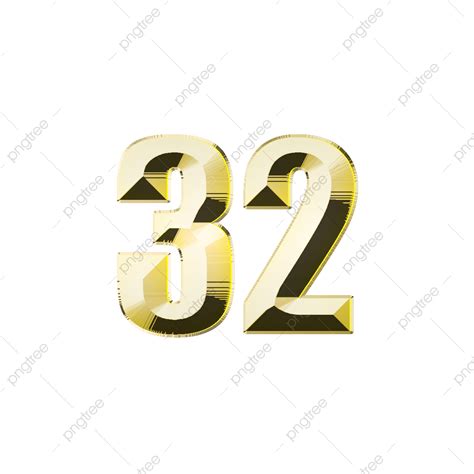 Número Treinta Y Dos Efecto De Texto Dorado 3d Png Número Efecto De