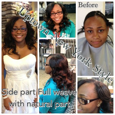 Full Weave With Natural Side Part Done By Uptown New York Style New