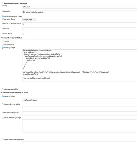 git branch select in jenkins with groovy script stack overflow