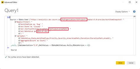 Usare Query Odata Per Generare Report Di Power Bi Azure Devops