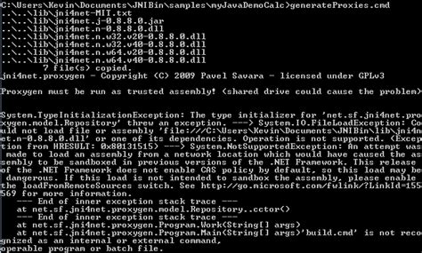 cannot generate c proxy dll with jni4net tool running batch file as
