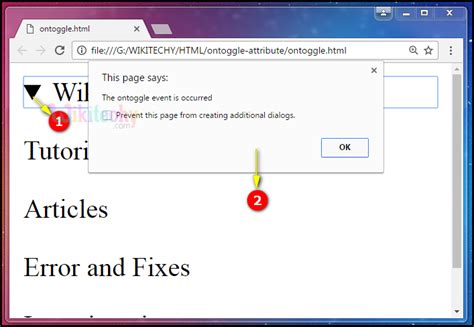 html tutorial ontoggle attribute in html html5 html code html