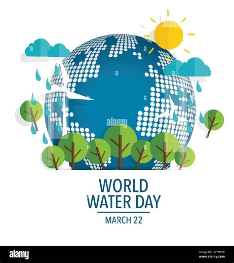 World Water Day Concept With Globe Vector Illustration Stock Vector