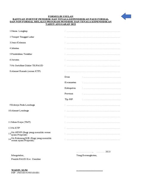 Form Usulan Insentif Baru Pdf