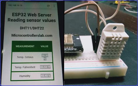 esp32 dht11 dht22 web server using arduino ide