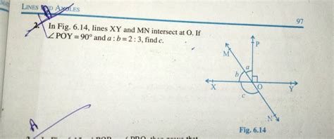 Lines D A Axcles2 In Fig 6 14 Lines Xy And Mn Intersect At O If ∠poy