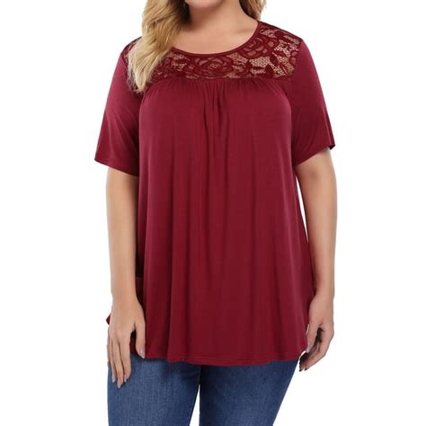 Rivelino Plus Size Summer Tops For Women Short Sleeve Hide Belly Shirts