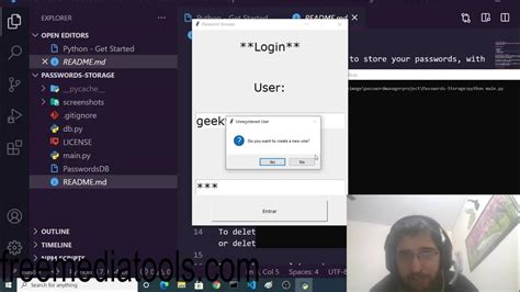 python tkinter password list manager with login and registration using