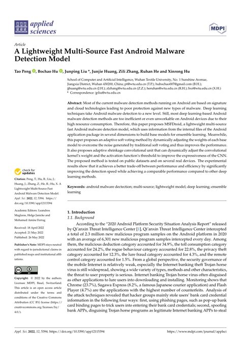 Pdf A Lightweight Multi Source Fast Android Malware Detection Model