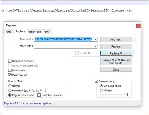 replace how do i use regex to find and delete code in multiple files