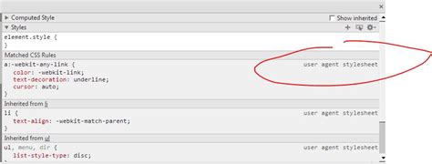 css chrome how to turn off user agent stylesheet settings stack
