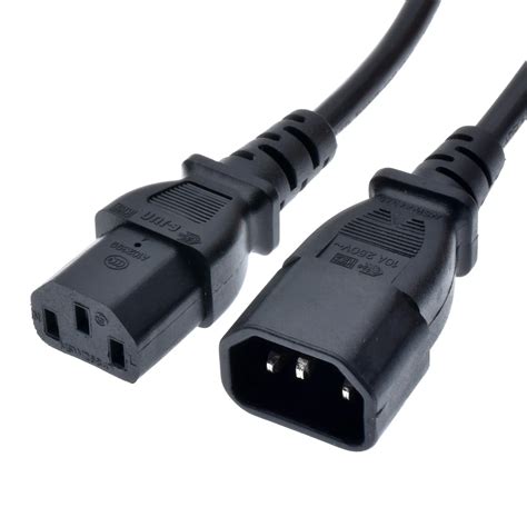 Iec Male C14 To Iec Female C13 Power Extension Adapter Cable 0 3m 1ft 0