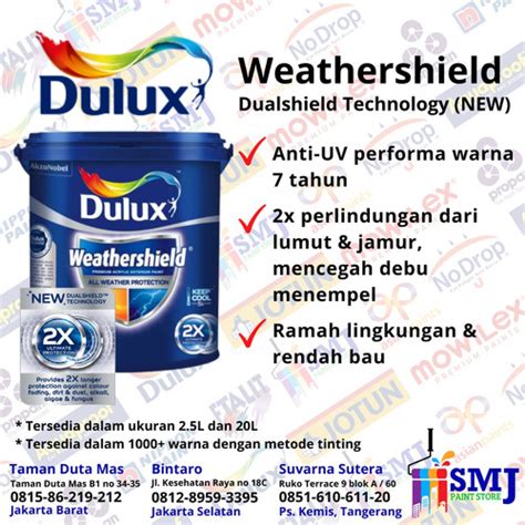 Jual Cat Tembok Eksterior Dulux Weathershield Warna Brilliant White 2