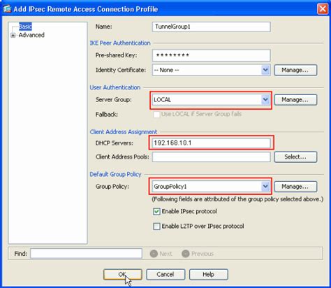 asa pix ipsec vpn client addressing using dhcp server with asdm
