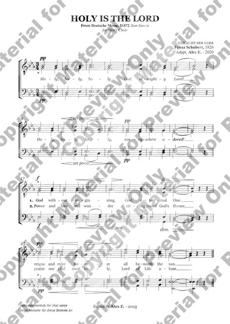 Holy Is The Lord Heilig Ist Der Herr For Mens Choir By Franz