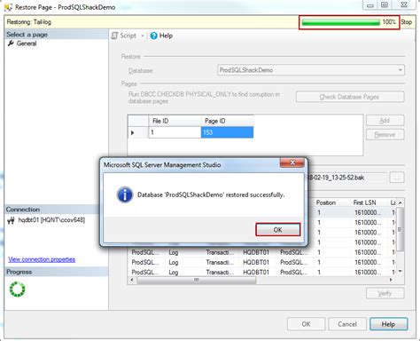 how to perform a page level restore in sql server