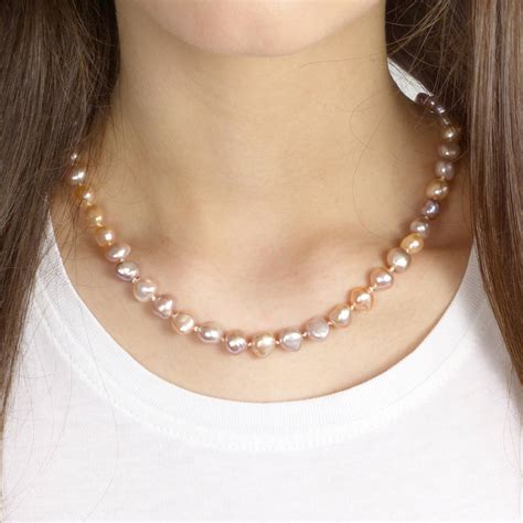 Multi Colour Pearl Necklace 18ct Gold Fittings By Lilia Nash Jewellery