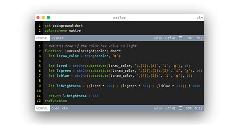 native vim by vim scripts vimcolorschemes
